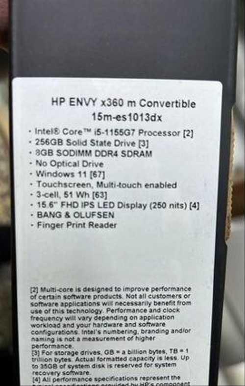 Новый, запечатан, HP envy X360 15