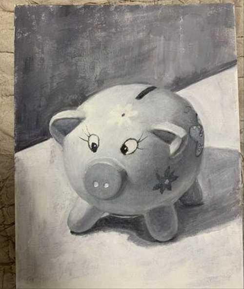 Копилка картина гризайль маслом