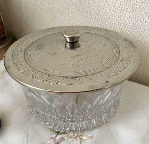 Сахарница, хрусталь, мельхиор СССР. Ретро
