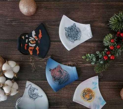 Маски многоразовые с тиграми