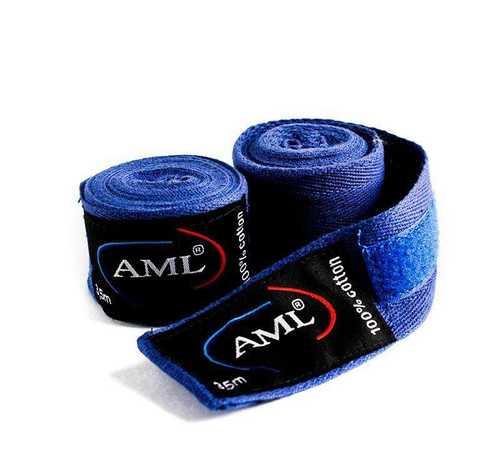 Бинты боксерские AML 100-BI-C хлопок, синие 4,5 м
