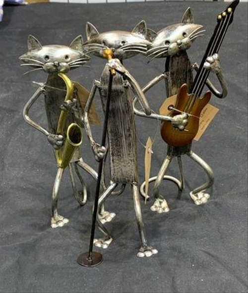 Коты металлические статуэтки в музыкальном стиле п