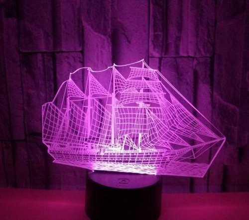 Светильник ночник 3D кораблик