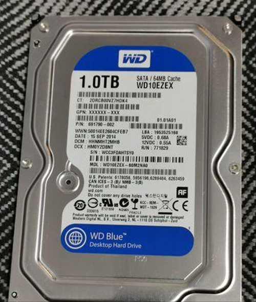 Жесткий диск (HDD) без плохих секторов, WD 1000Gb