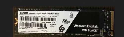 SSD WD Black M2 NVMe PCI 250Gb