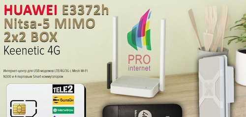 Роутер keenetic 4G huawei E3372 Nitsa-5 mimo BOX