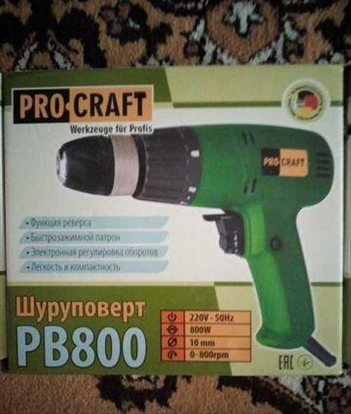Дрель-шуруповерт. Pro-Craft PB 800