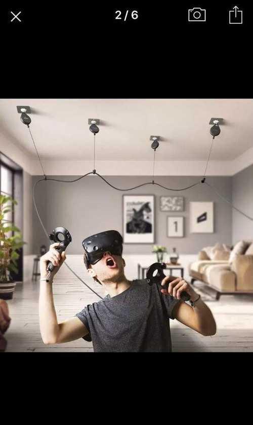 Крепления кабеля VR очков к потолку вытягивающиеся