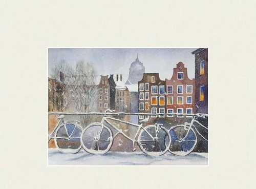 Интерьерная картина "Амстердам" акварель 25*32 см