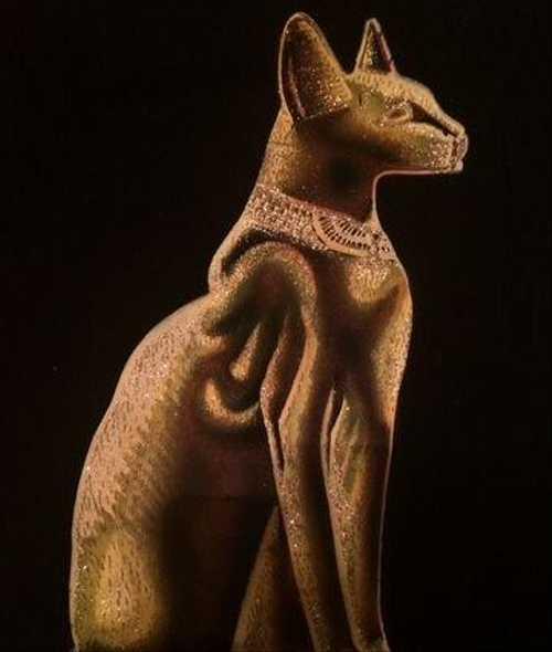 Картина Кот с блестками из Египта на бархате