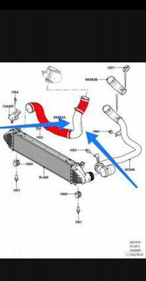 Патрубок интеркулера freelander 2