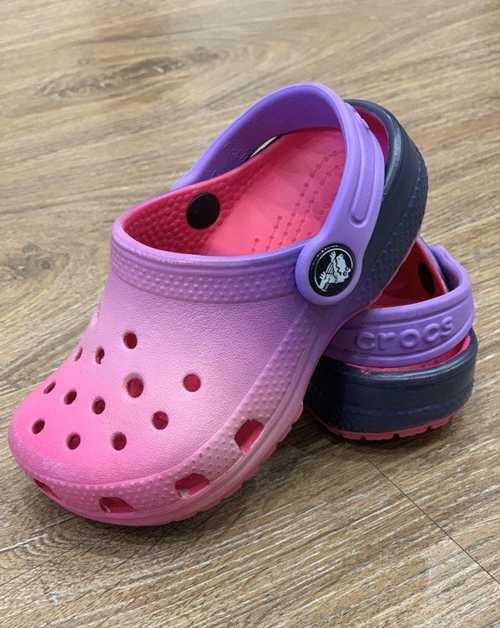 Детские голубые сабо crocs Kids' Classic Ombre Clo