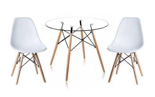 Стеклянный стол + 2 стула Eames