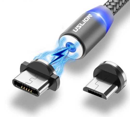 Кабель магнитный зарядка + адаптер (microUSB, Type