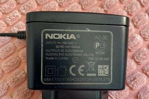 Зарядное уствройство Nokia AC-3E тонкий штекер