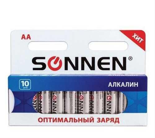 Набор батареек "Sonnen", AA (LR6), 10 штук, алкалиновых, 1,5 В