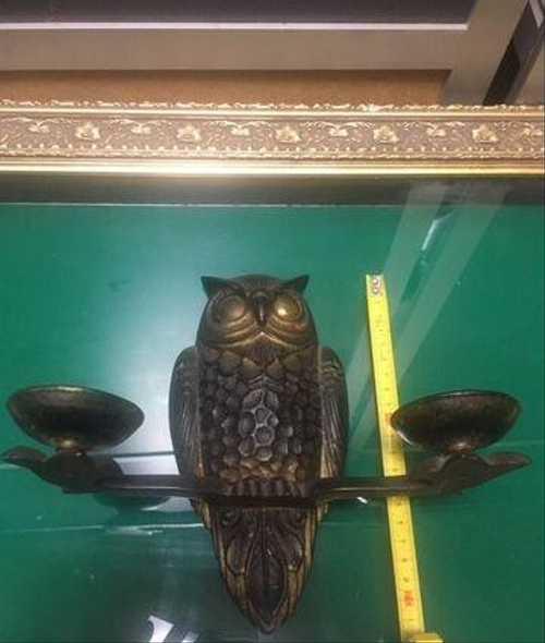 Сова подсвечник чугун