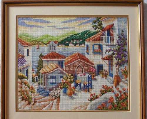 Картина-вышивка "Греческий дворик"