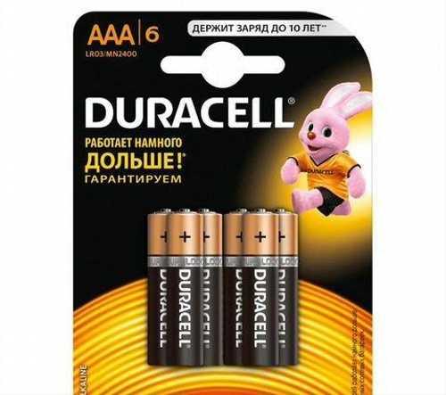 Батарейка алкалиновая Duracell Basic, AAA, LR03-6BL, 1.5В, блистер, 6 шт