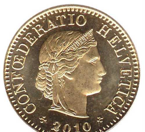 Швейцария 5 сантимов, 2010, Гельвеция, знак «B»