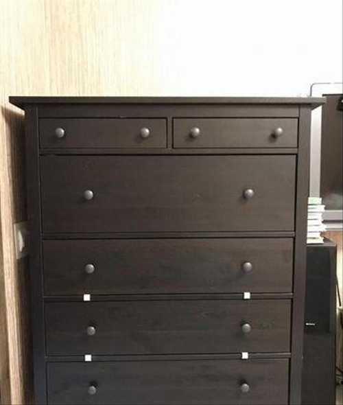 Hemnes хемнэс комод с 3 ящиками белая морилка 108x96 см