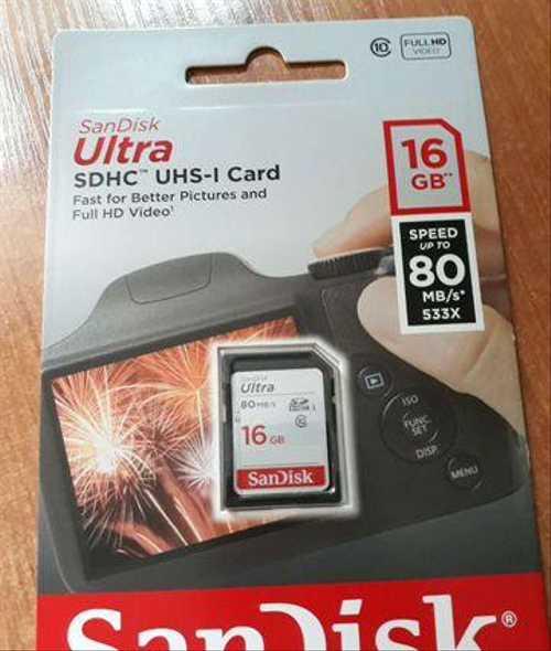Карта памяти SD Sandisk 16 gb