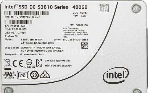 SSD intel DC S3610 Series 480Гб