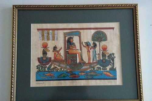 Папирус из Египта и вышитая картина " гейши"