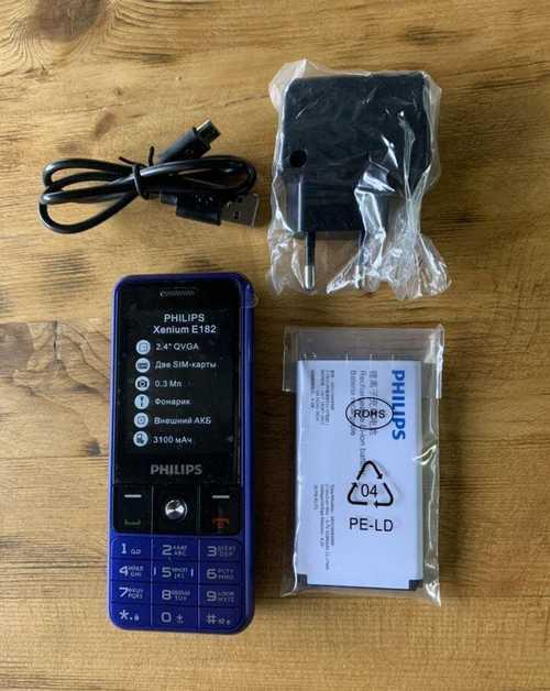 Телефон Philips Mobile Xenium E182 Blue