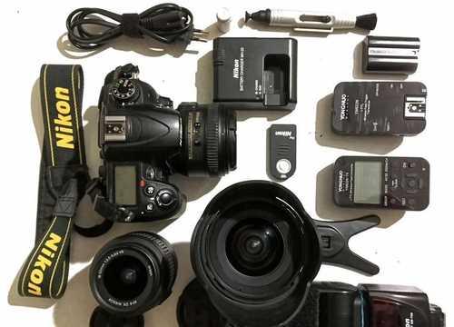 Nikon D7000 - полный комплект: оптика + вспышка