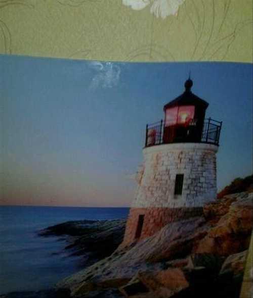 Картина стекло морская тематика море маяк голубая
