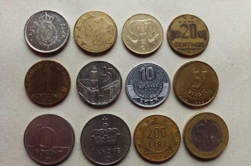 11) Монеты разных стран 50 шт без повторов