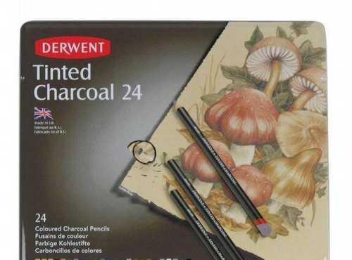 Набор угольных карандашей Derwent "Tinted Charcoal", 24 штуки