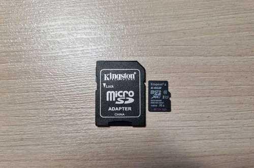 Карта памяти Kingstone microsdxc 64 Гб, class 10