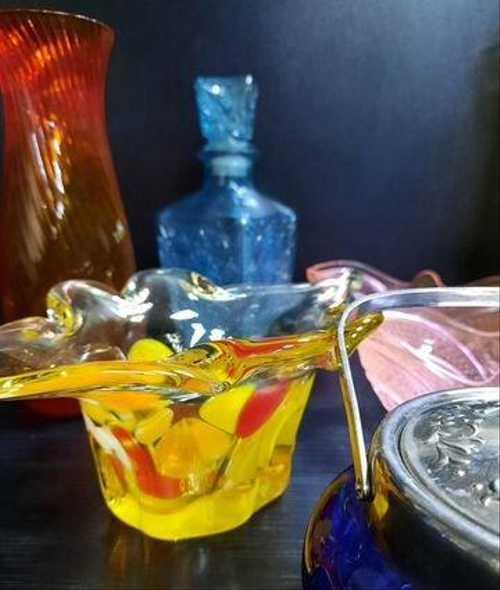 Цветное стекло сахарница салатник ваза