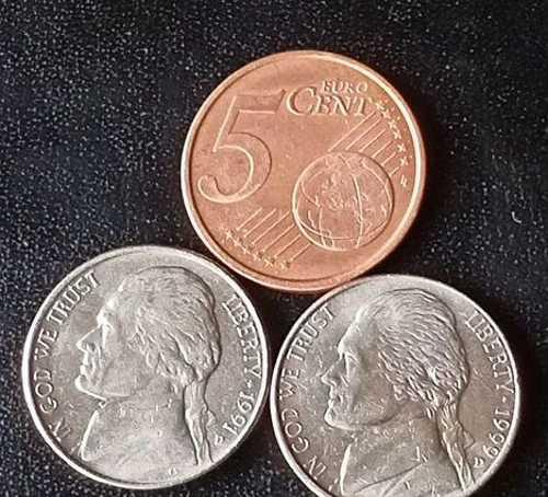 5 Cents D- 91, 5 Cents D- 99, 5 EuroCents, U.S.A