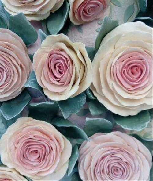 Картина 3d "Ванильные розы" 60 на 80 см
