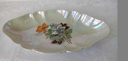 Блюдо Вербилки перламутровое покрытие, СССР