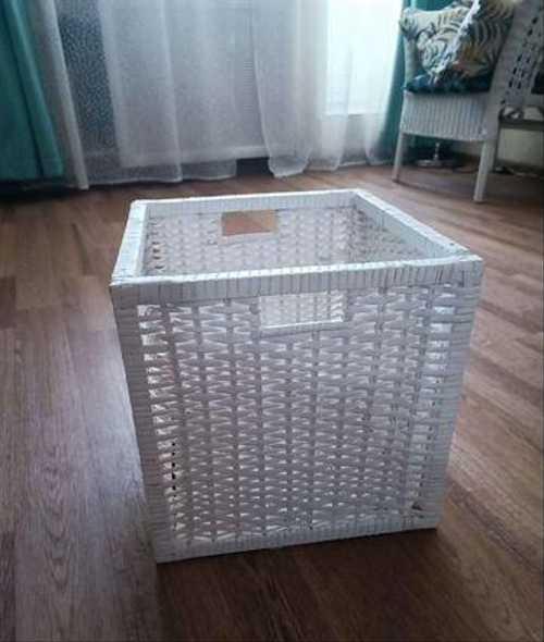 Корзина IKEA из ротанга белая бранэс 32x34x32