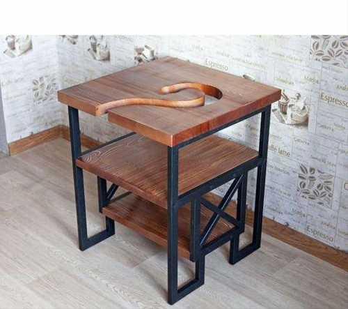 Кальянный столик с брашированной столешницей