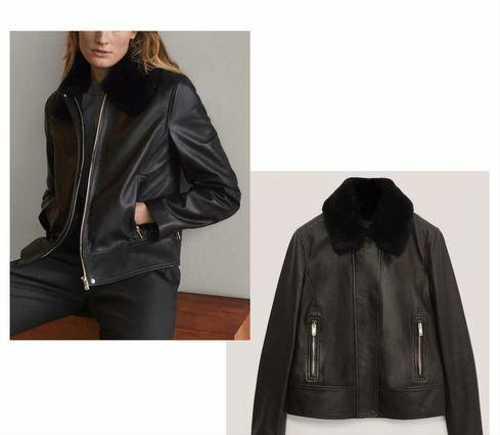 Новая утепленная кожаная куртка Massimo Dutti S