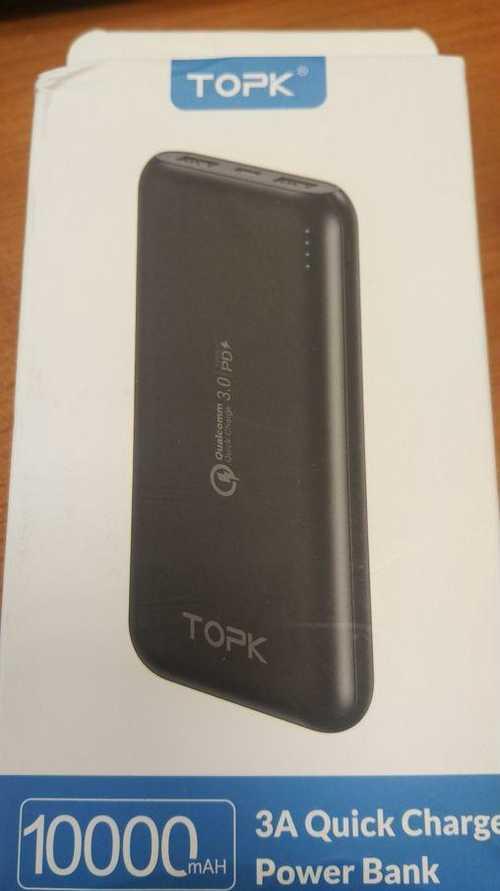 Powerbank topk 10000mAh QC 3.0 USB Type-C новый