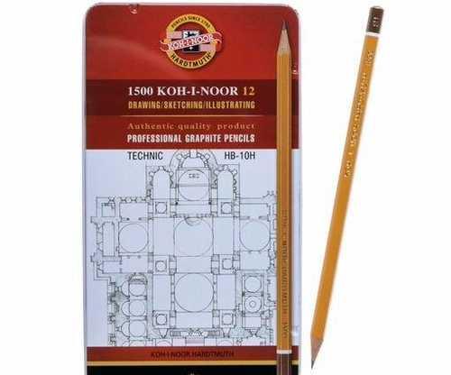 Набор карандашей Koh-I-Noor 12 шт 1500 Technic, HB
