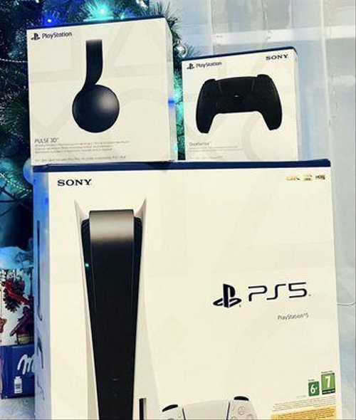 PlayStation 5 дисковод+наушники и второй геймпад