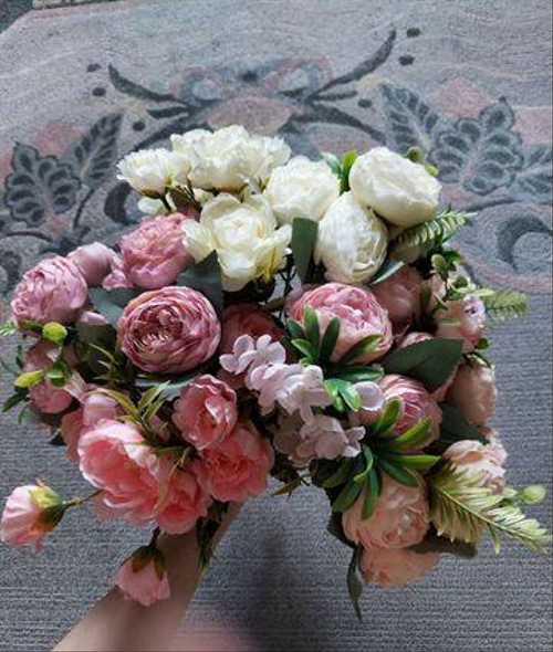 Искусственные цветы пионы, сакура, розы