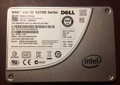 Dell Intel S3700 SSD 400GB 400гб Ресурс - 100