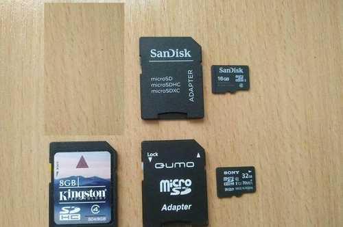 Флешки microSD, SD разного объёма