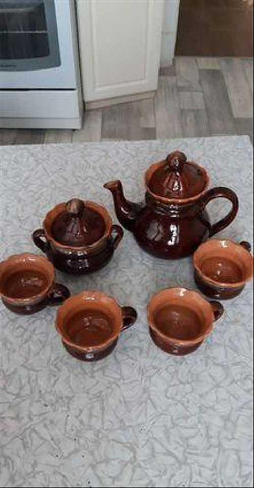 Сервиз чайный глиняный