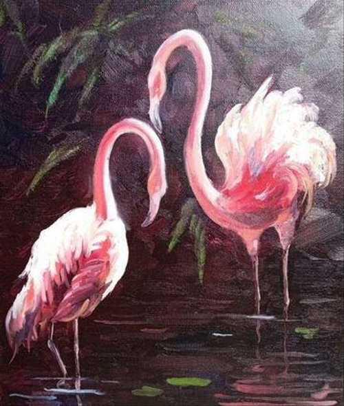 Картина масло Фламинго