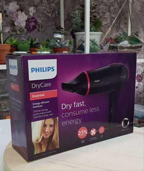 Фен Philips BHD029 DryCare Essential, черный/красн